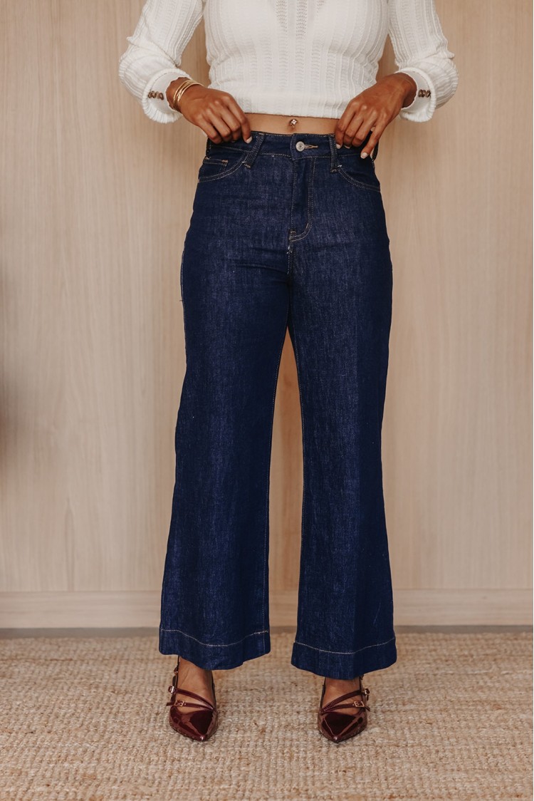 Jean denim cropped flare femme PARIS - mlle Cabestan
