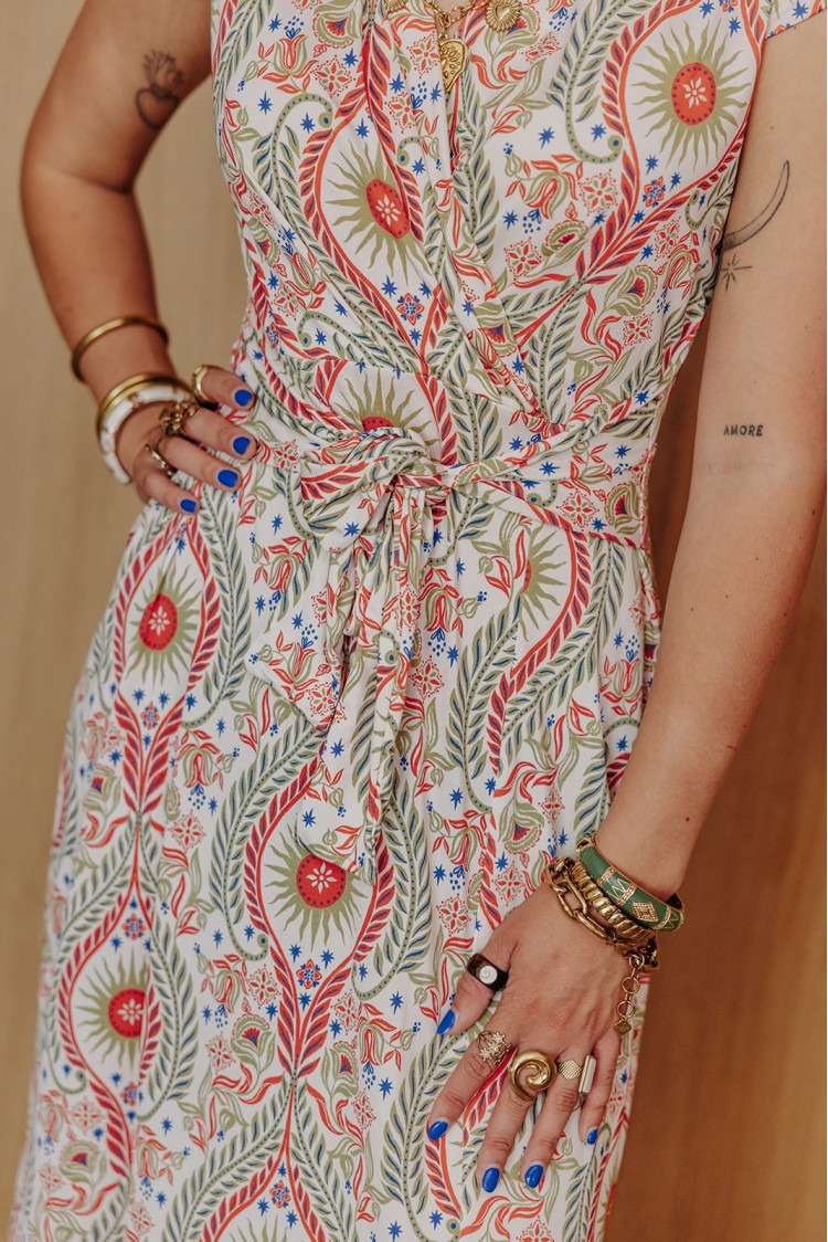 Robe longue imprimée orange femme SUNNY - mlle Cabestan